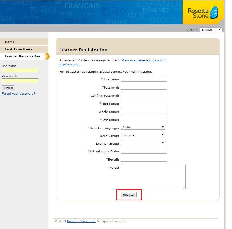 Learner Self-Registration | Rosetta Stone® Support